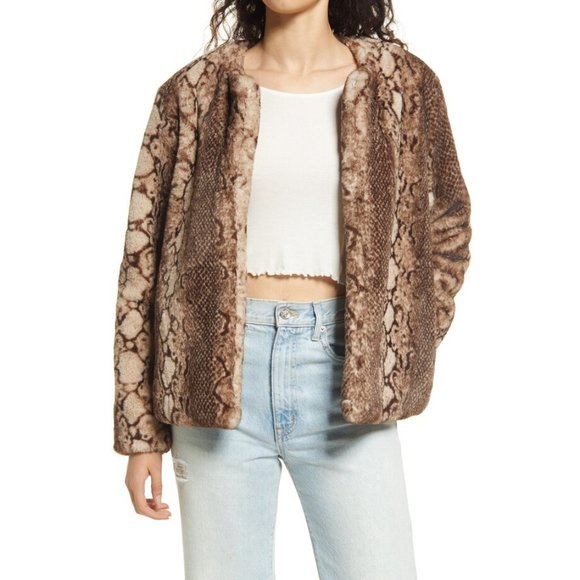 Lulus | Jackets & Coats | Lulus Wildly Regal Beige Snake Print Faux Fur Coat | Poshmark
